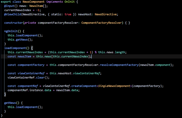 Angular Dynamic Component Setup